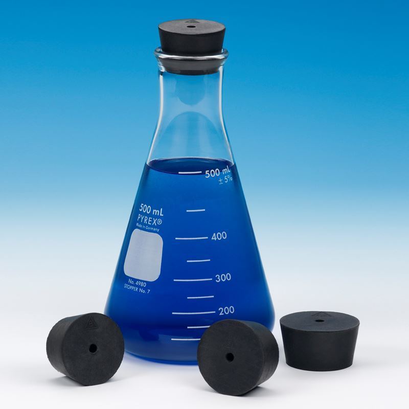 CG 3027 RUBBER STOPPERS BLACK ONE HOLE Chemglass Life Sciences